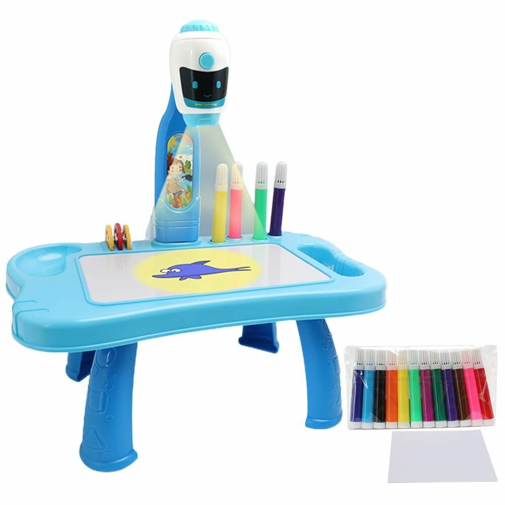 Детский умный обучающий стол для рисования, граффити-доска для рисования, синяя проекция, детские игрушки для раннего развития, интерактивная живопись