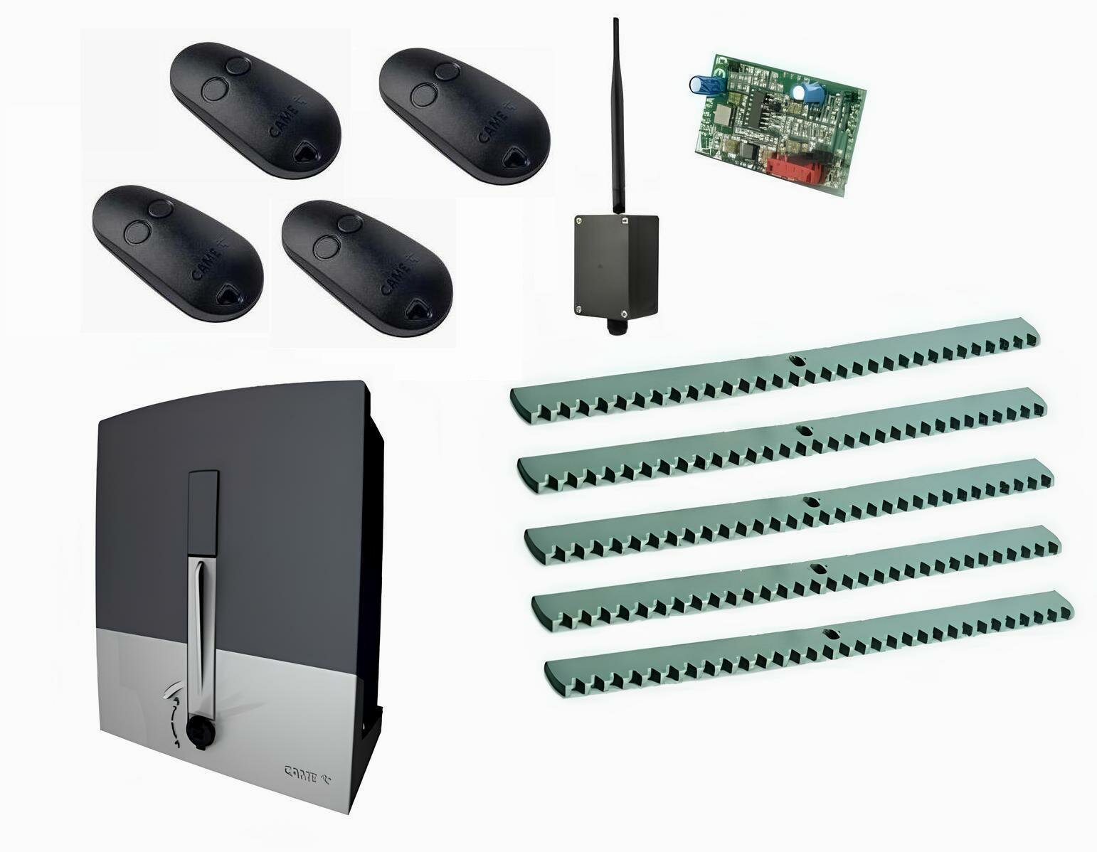 Автоматика для откатных ворот BXL04AGS KIT-KR5-BT-T4, комплект: привод, радиоприемник, 4 пульта, 5 реек, Bluetooth-модуль