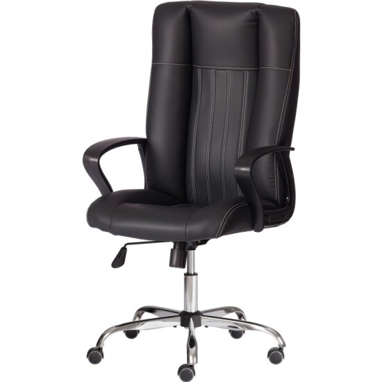 Кресло руководителя Easy Chair UT_ Boston хром, (черн. подлок), кож/зам, черный, 36-6