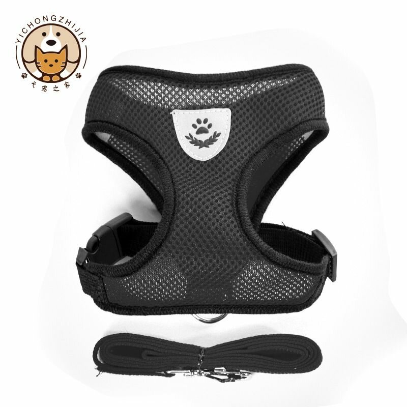 Шлейка для кошек, собак мелких, средних пород / щенков, взрослых животных с поводком, светоотражающеей нашивкой / прогулочная, анатомическая, регулируемая для дрессировки