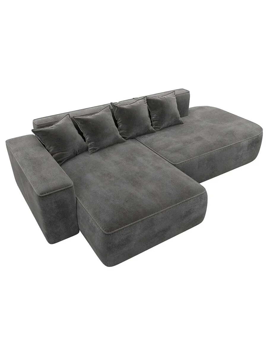 Диван угловой Софт со спальным местом 135х202 см, с ящиком для белья, угол слева, велюр