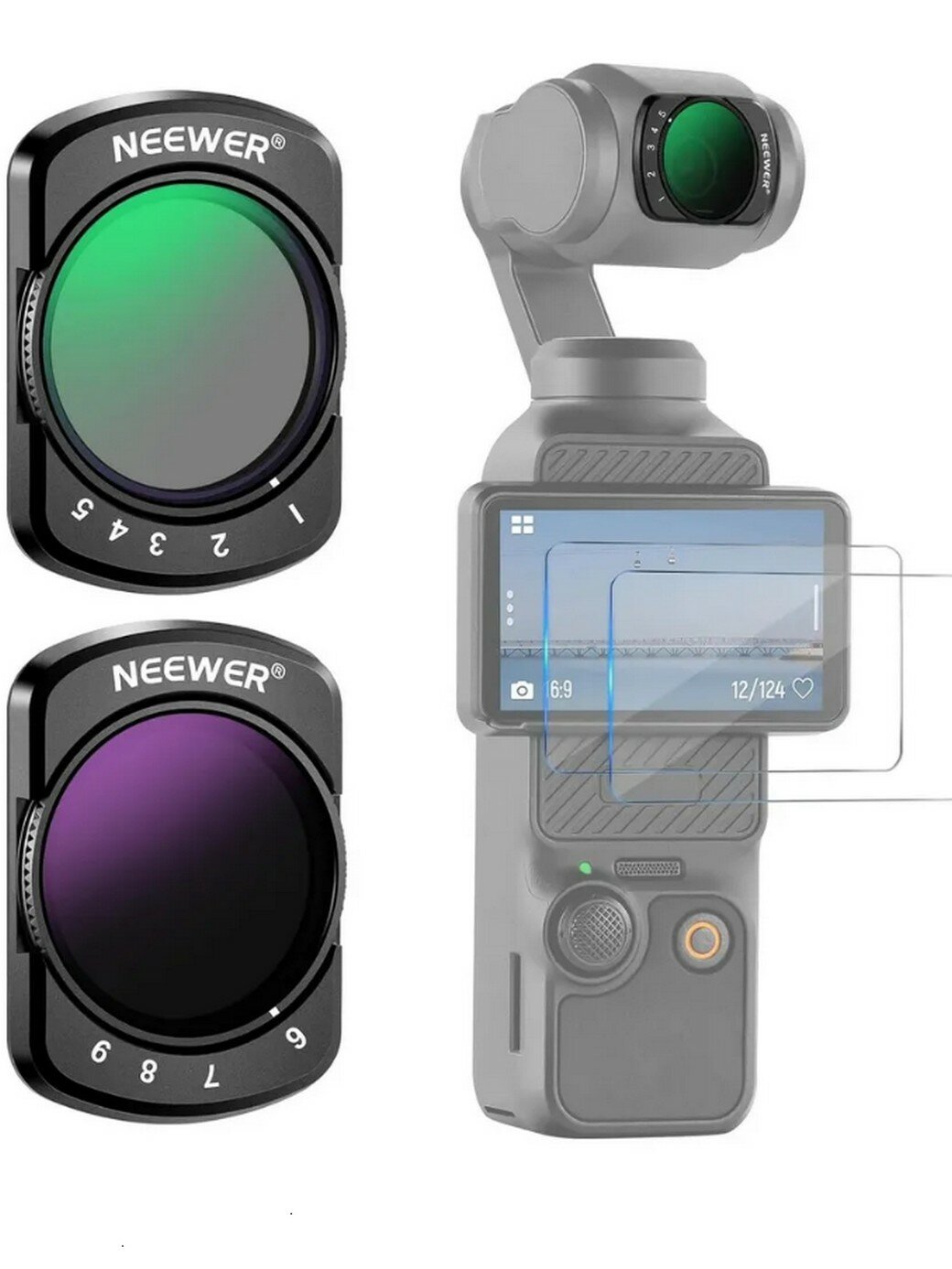 Комплект фильтров ND Neewer FL-75, для DJI Osmo Pocket 3, магнитное крепление, черный