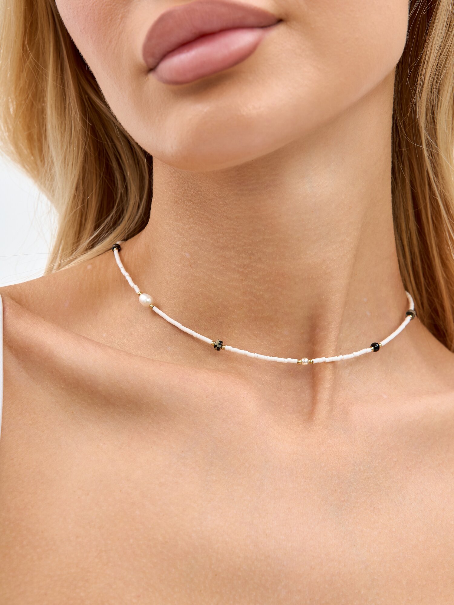 Колье, жемчуг культивированный, бисер