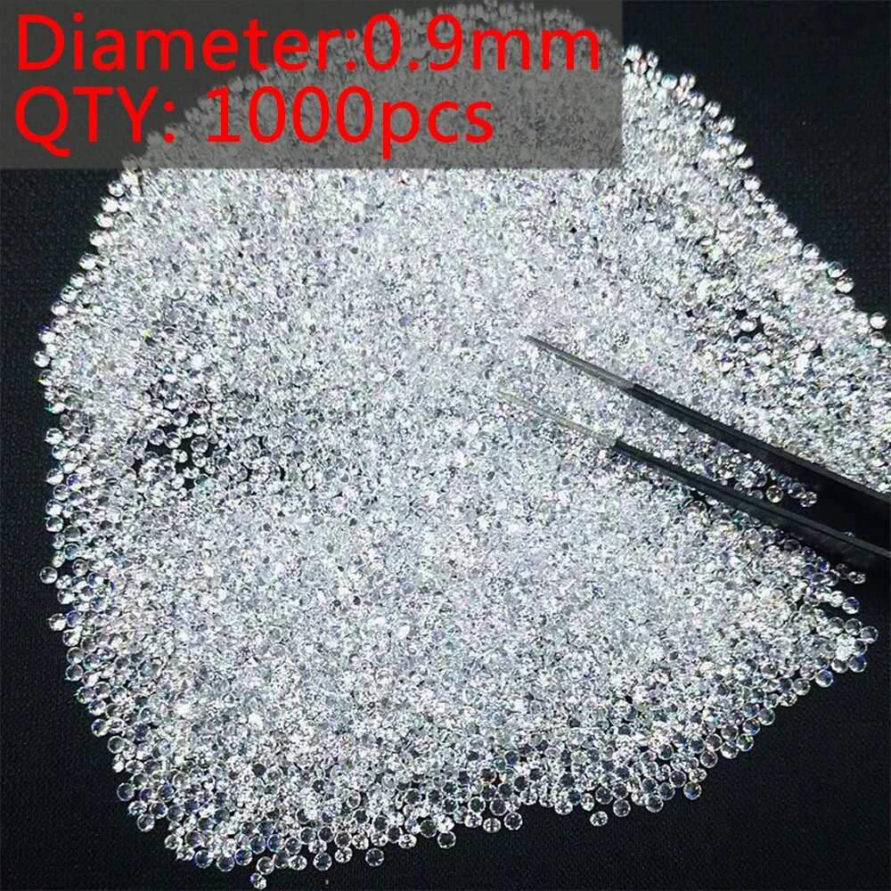 Белые круглые камни циркония 0,9-8 мм 10-1000 шт 0.9mm 1000pcs