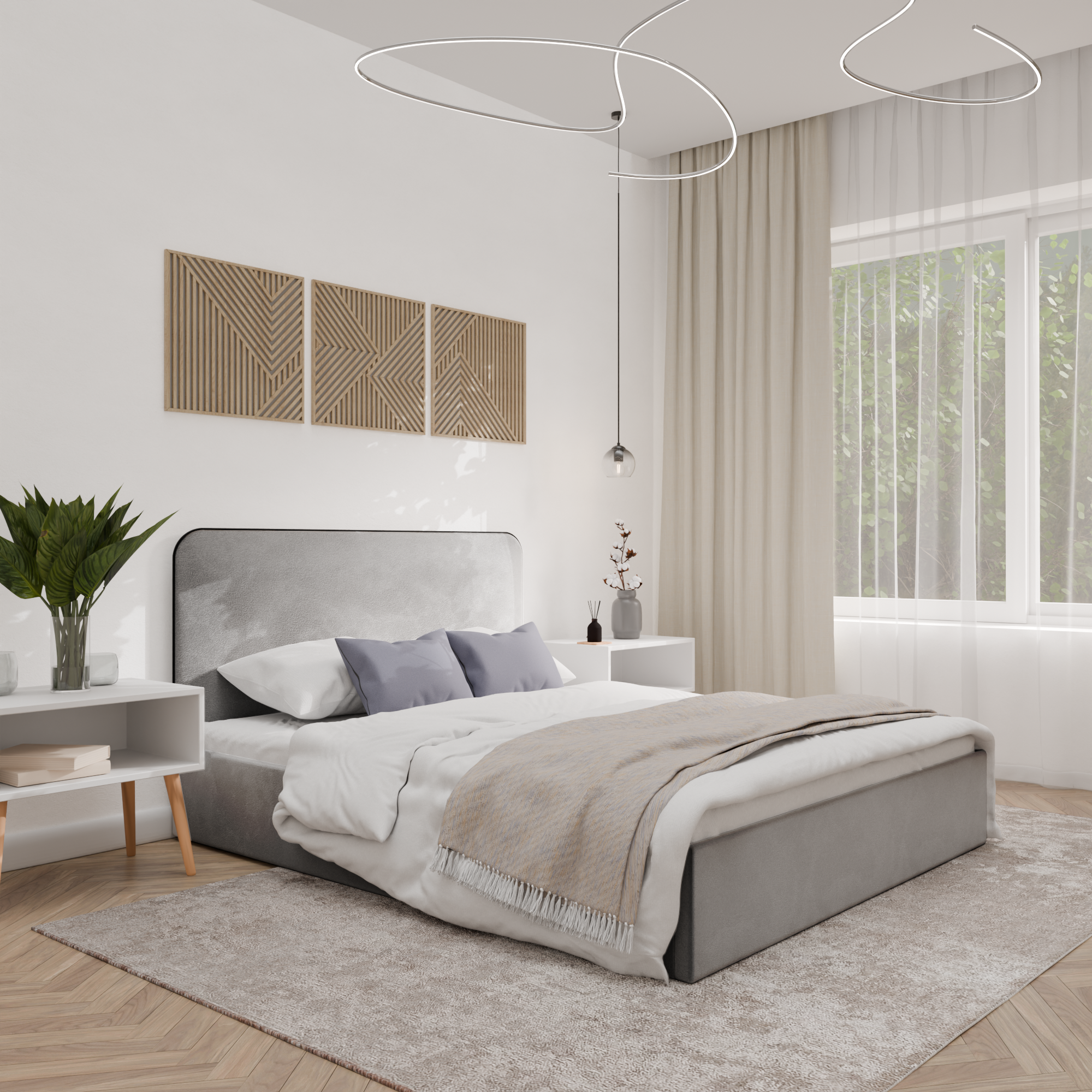 Кровать с подъемным механизмом Абстракт Элит 140х200, с ножками, светло-серый, с черным кантом