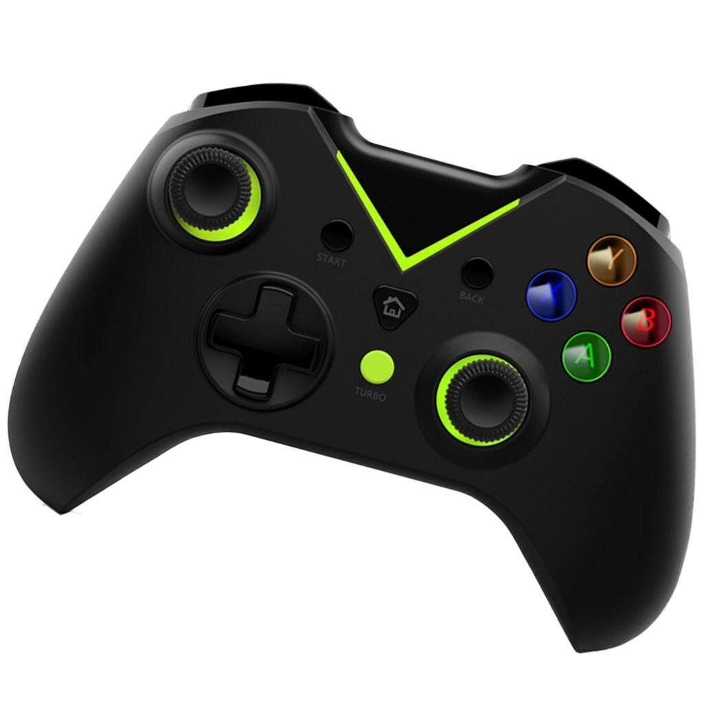 Игровой геймпад 2.4G для Xbox, совместимый с PS3 и ПК - черный/зеленый