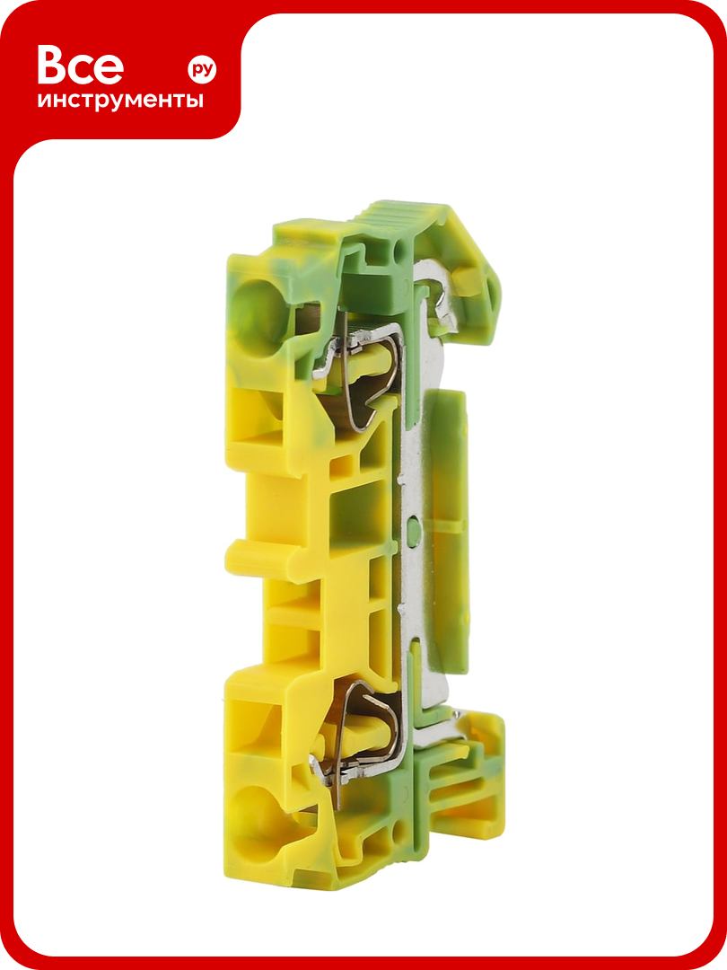 Клеммный безвинтовой зажим ЭРА NO-222-42 ЗНБ PEN 6 мм2, 30 штук Б0033415, желто‑зеленый корпус, DIN‑рейковый монтаж
