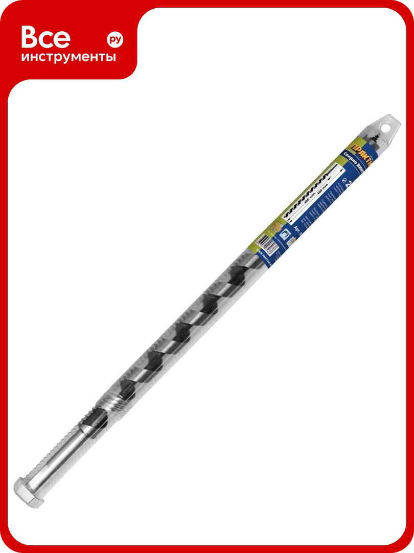 Сверло винтовое по дереву ПРАКТИКА 032‑676, спираль Левиса, шестигранный хвостовик, обработка древесины