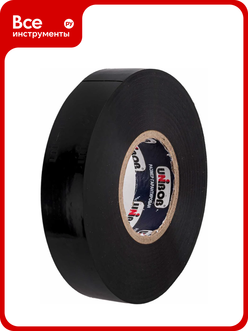 Изолента ПВХ UNIBOB 19 мм х 25 м, черная, 200 мкм