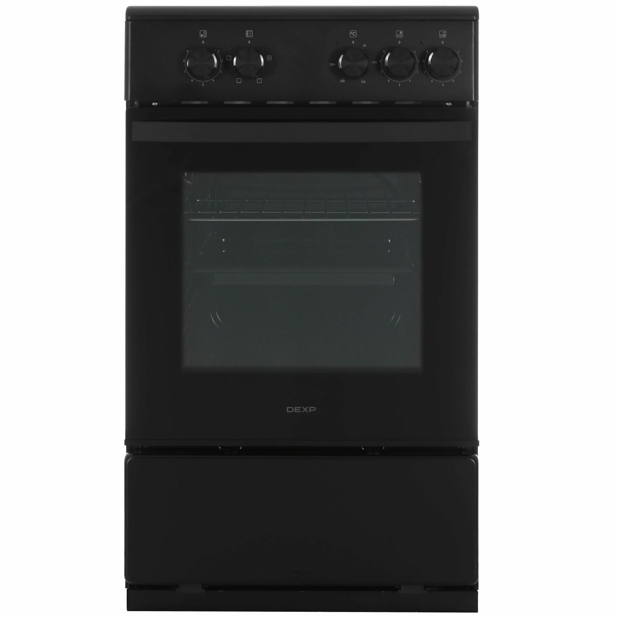 Электрическая плита DEXP EC50-M02, 3 конфорки, духовка, черная, 59л