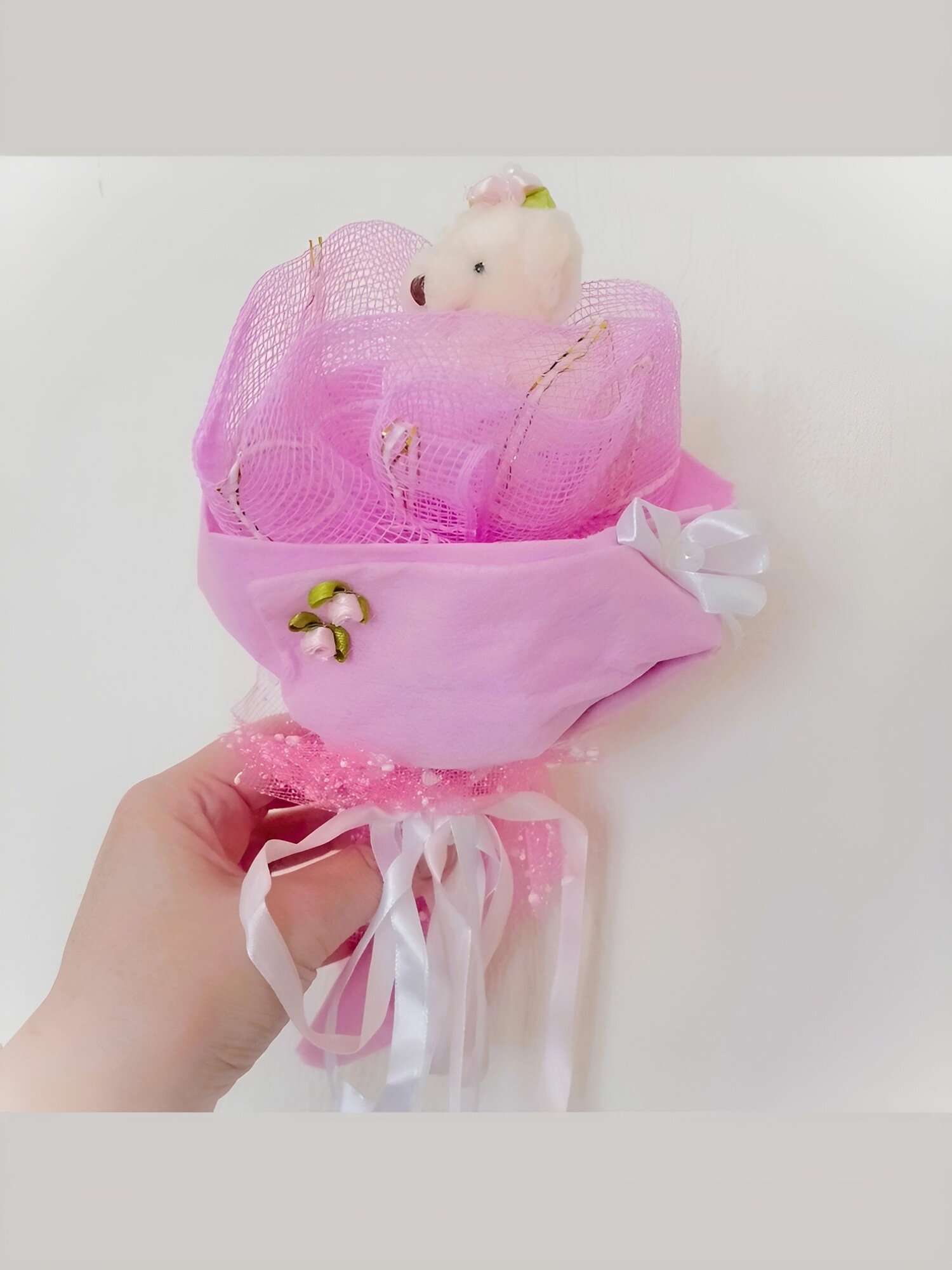 Милый Мишка, 28 см, букет из игрушек 1 шт. нежно-розовый