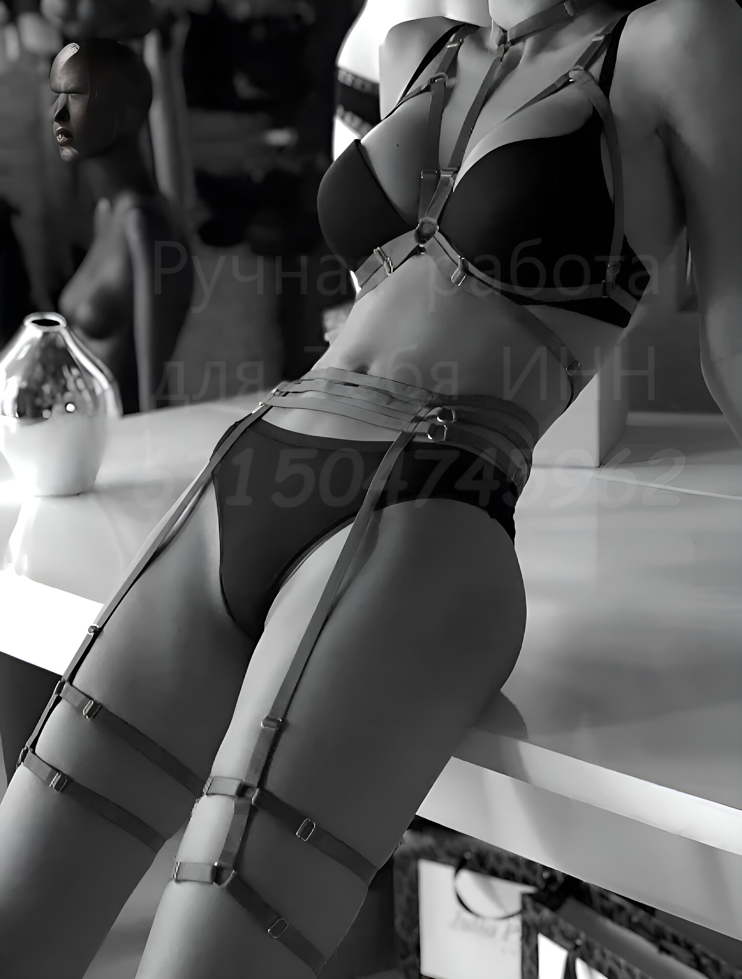 Портупея "Женские штучки", ручная работа, черный, универсальный размер