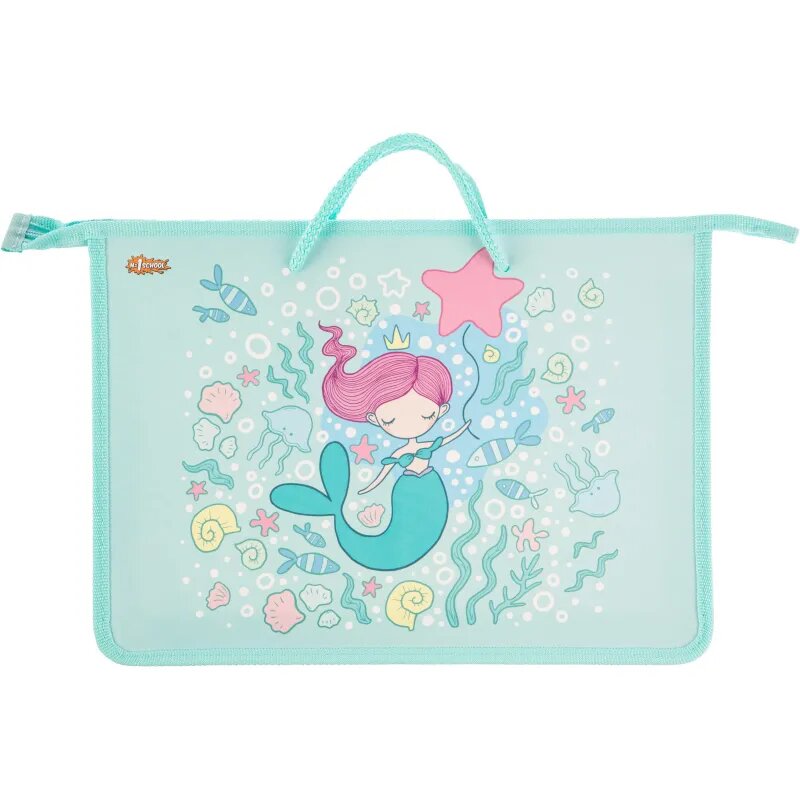 Папка для тетрадей Русалка А4 на молн с ручкам, пластик, 45мм, ПТ-15 Комус Класс 1557088