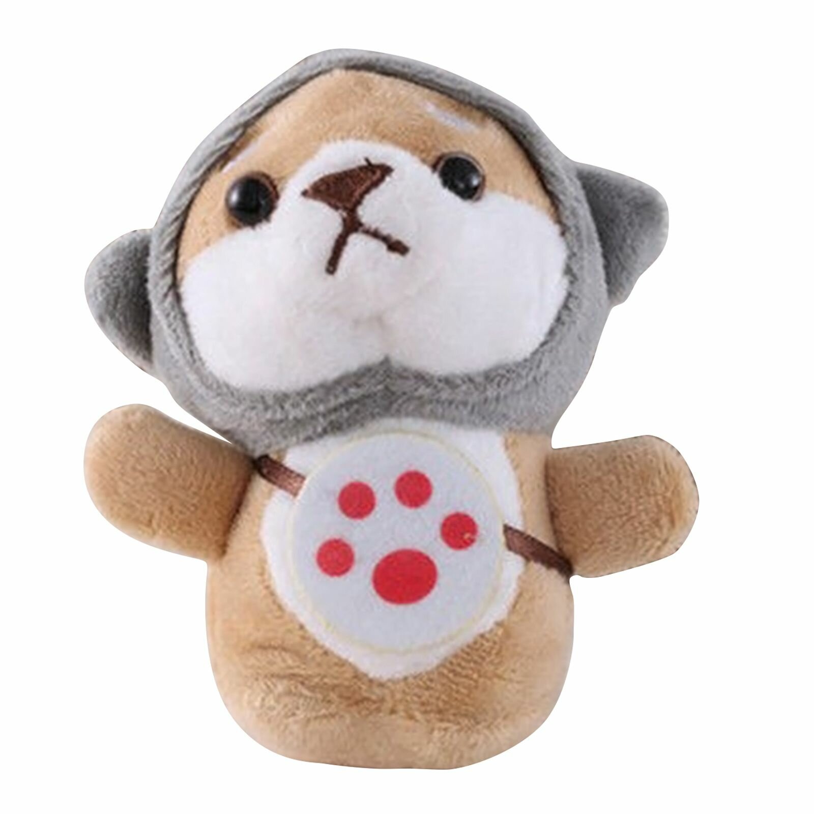 (1шт) Кукла-подвеска в школьном ранце-серая кошка