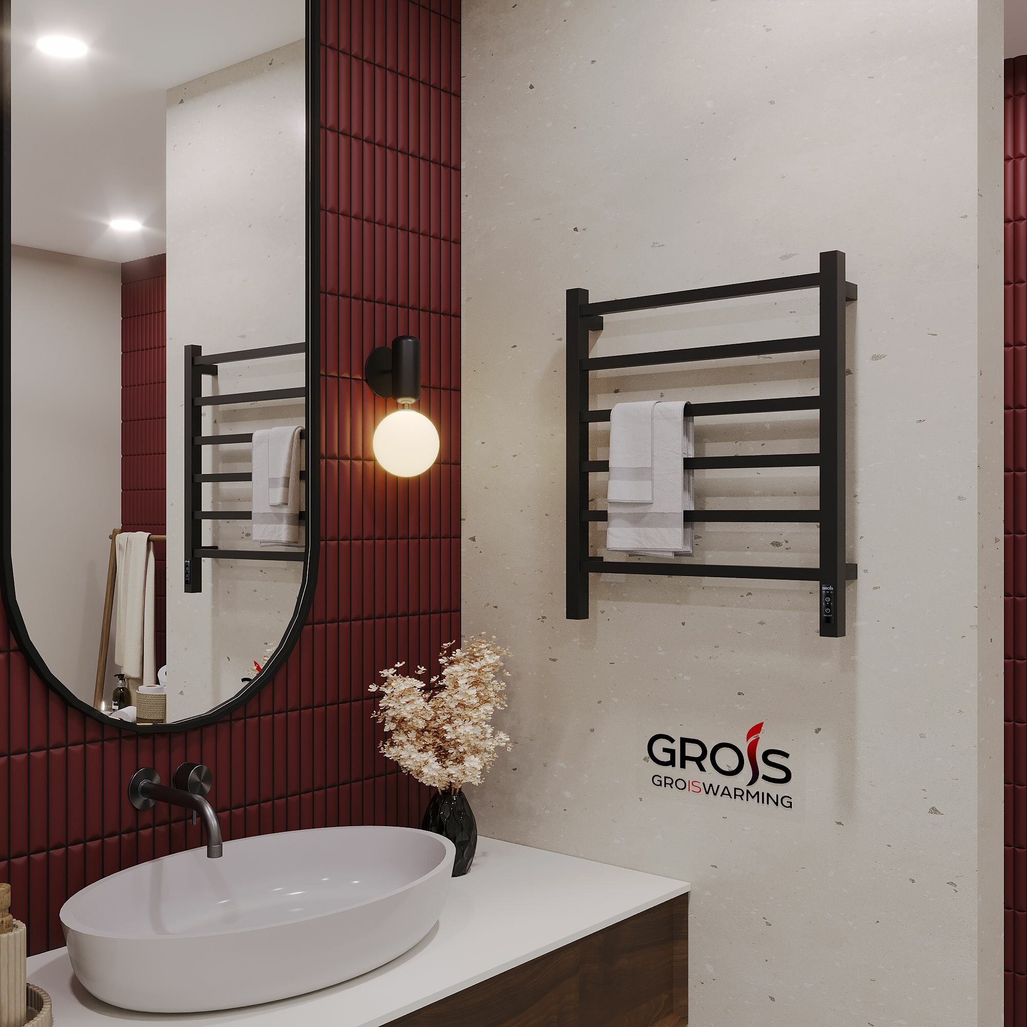 Полотенцесушитель электрический Алекс GR-101 500*600 П6 универсальный черный