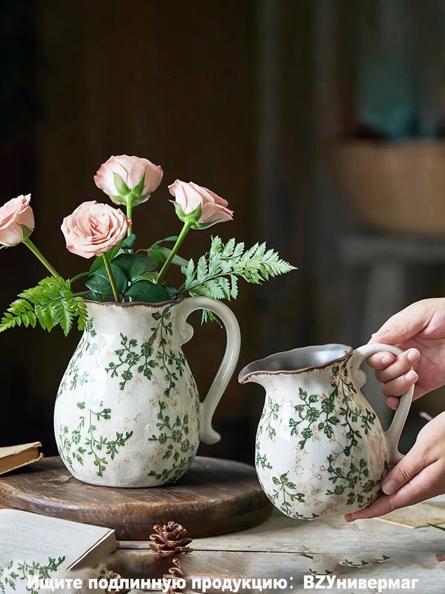 Ваза "Ваза в китайском стиле, керамическая винтажная ваза для украшения дома, гостиной, офиса, украшения в китайском стиле.19cm", 19 см , Керамика, 1 шт