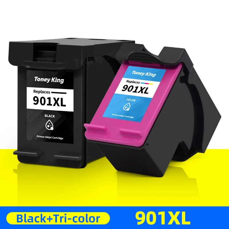 Восстановленный картридж TONEY KING 901XL для принтера HP 901 XL J4500 J4524 J4540 J4550 J4580 J4624 J4640 J4660 J4680, 901 XL 1Black1Color