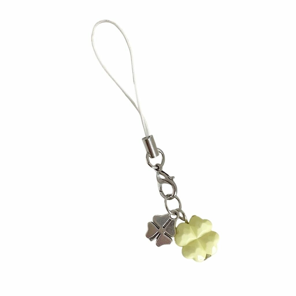 Брелок, Четырехлистный клевер на мобильный телефон, желтый, 1 шт.