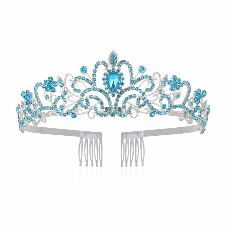 Головной убор в виде короны для волос невесты на свадебной тарелке-синий