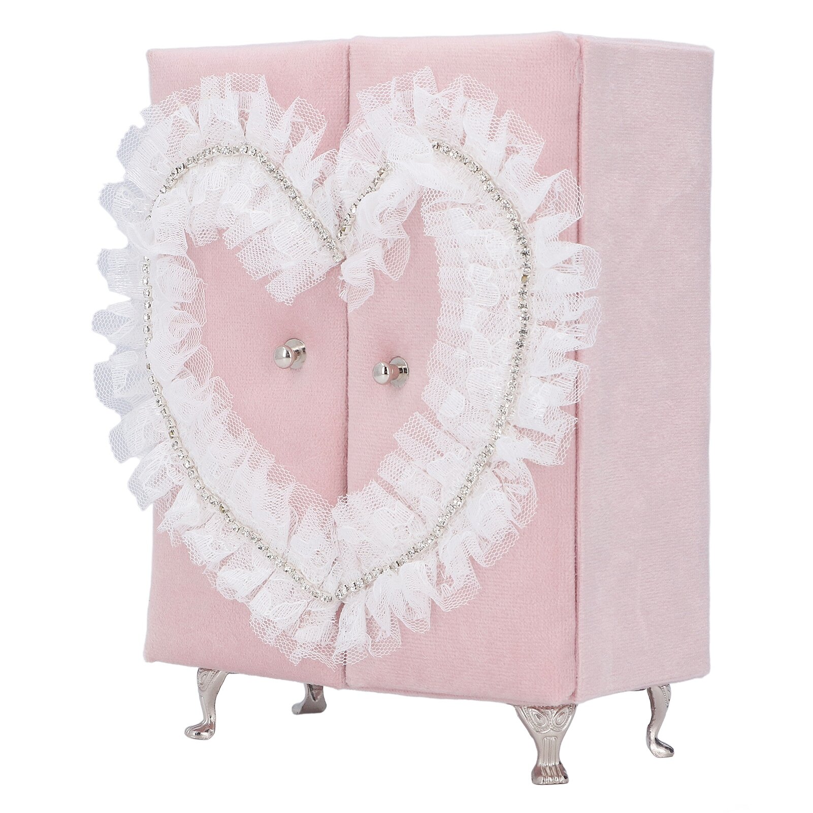 Кукольный шкаф, мебельный аксессуар, розовый ворс, стразы, милый мини-шкаф, шкатулка для драгоценностей для девочек и детей