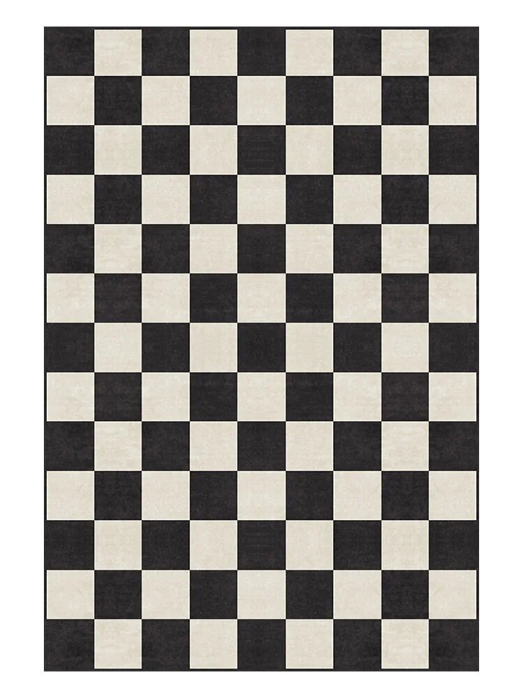 Черно-белый клетчатый ковер для гостиной, большой ковер, квадратный геометрический ковер для спальни, минималистичный ковер в шахматном порядке, коврики в кремовом стиле 200x200cm, QM970-QD