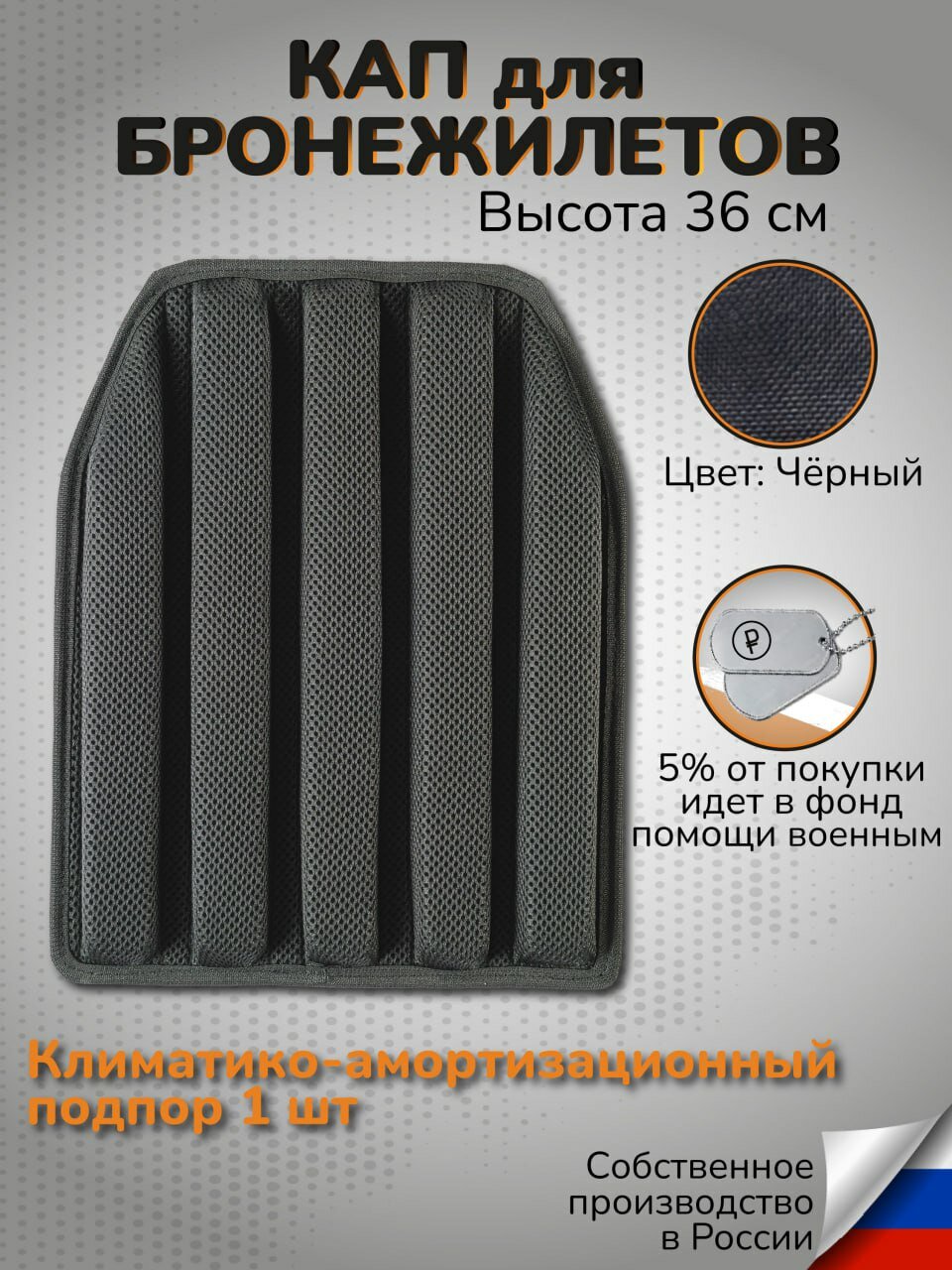 КАПа для бронежилета грудь/спина 1 штука высота 36 см черный Тактическая защита