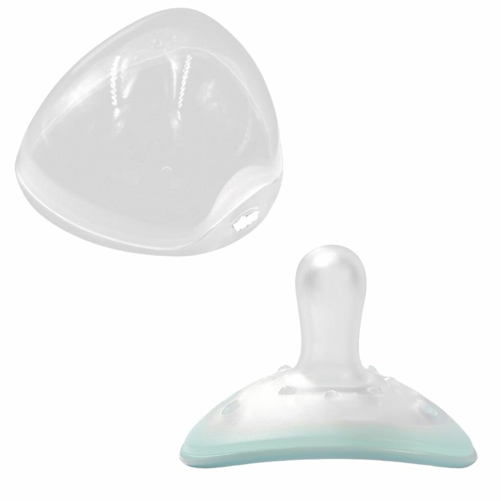 Детская силиконовая соска-пустышка с круглой головкой синего цвета