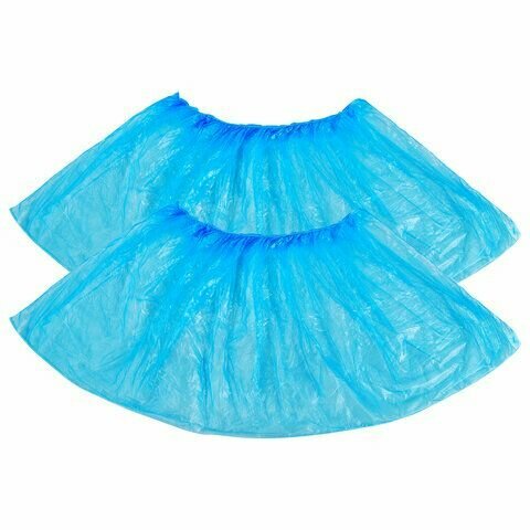 Бахилы MERIDIAN особо прочные, 6 г, синие, двойная резинка, комплект 100 штук (50 пар), 40х15 см, 55 мкм