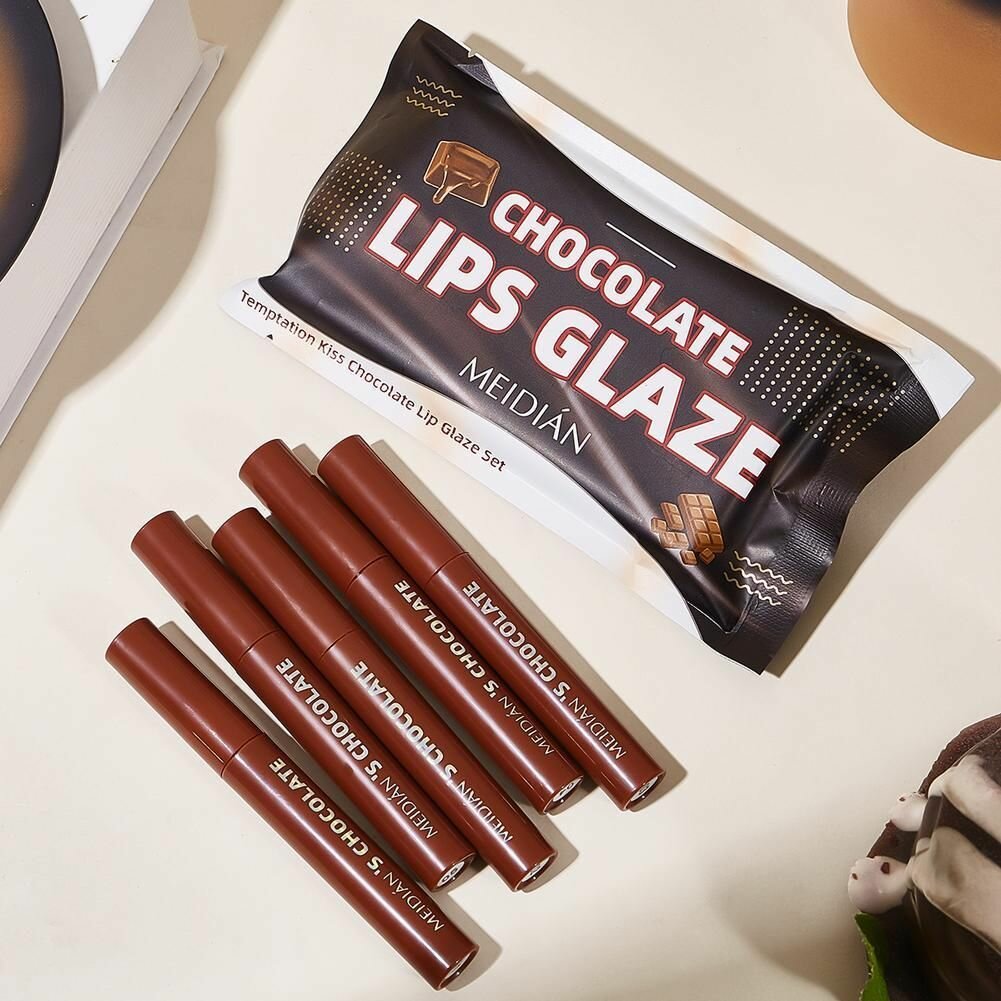 Набор из 5 шоколадных помад для губ, стойкая, увлажняющая, косметика для макияжа