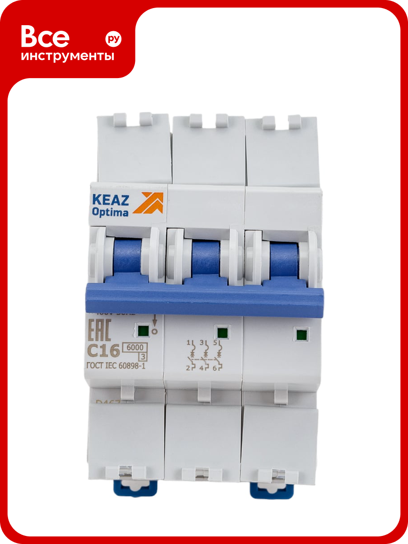 Автоматический модульный выключатель КЭАЗ OptiDin BM63-3C16-УХЛ3 260791