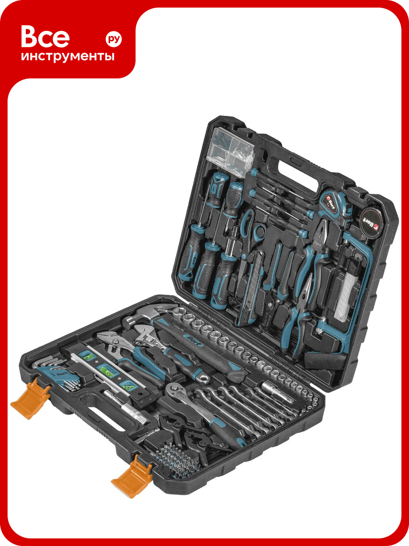 Набор ручного инструмента BORT BTK-210 93418668 черный, шестигранные головки 1/4 дюйма, битовые насадки, сталь