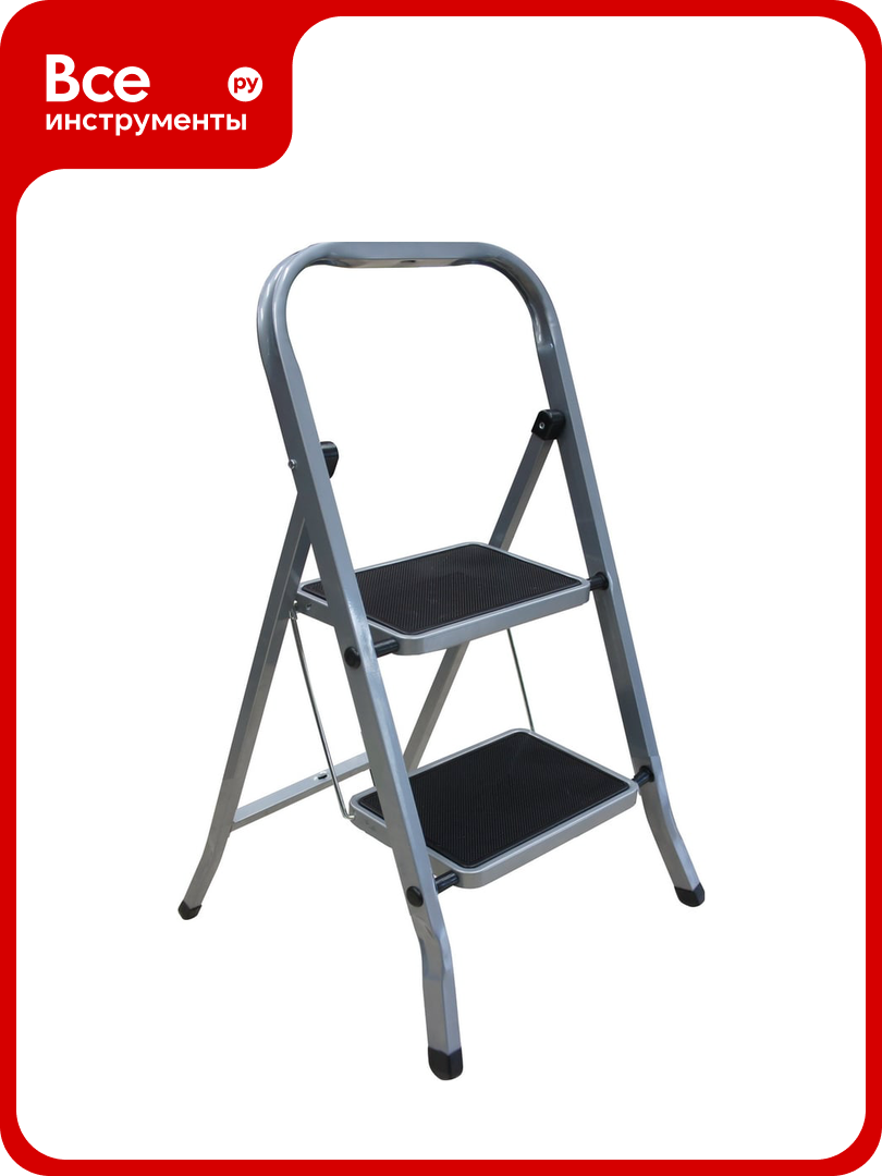 Стремянка Zalger 2 широкие ступени с ковриком, сталь 511-2, с порошковым покрытием