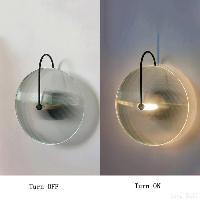 Современная светодиодная настенная лампа, лампа в полоску, с круглым стеклянным оформлением, скандинавский комнатный светильник для гостиной, ванной, прикроватного столика, спальни, декоративное бра, Warm light, A