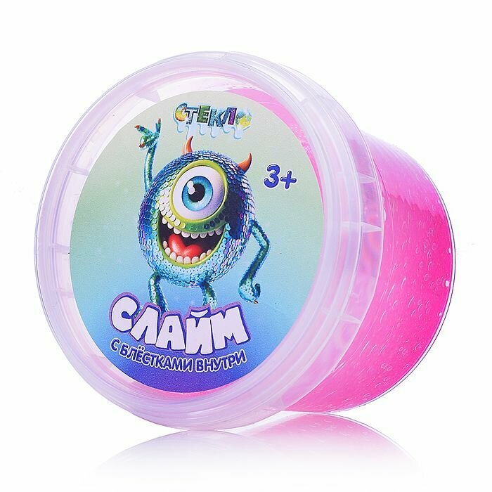 Слайм Лепа "Стекло" с розовыми блёстками, 90 гр