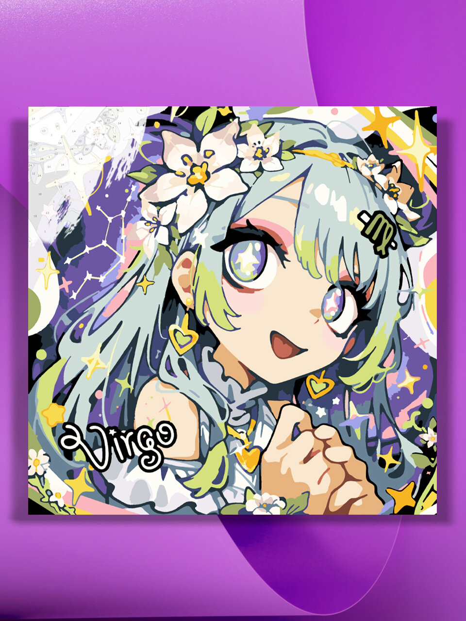 Картина по номерам на холсте Знаки Зодиака - Дева Чиби, 40 х 40 см