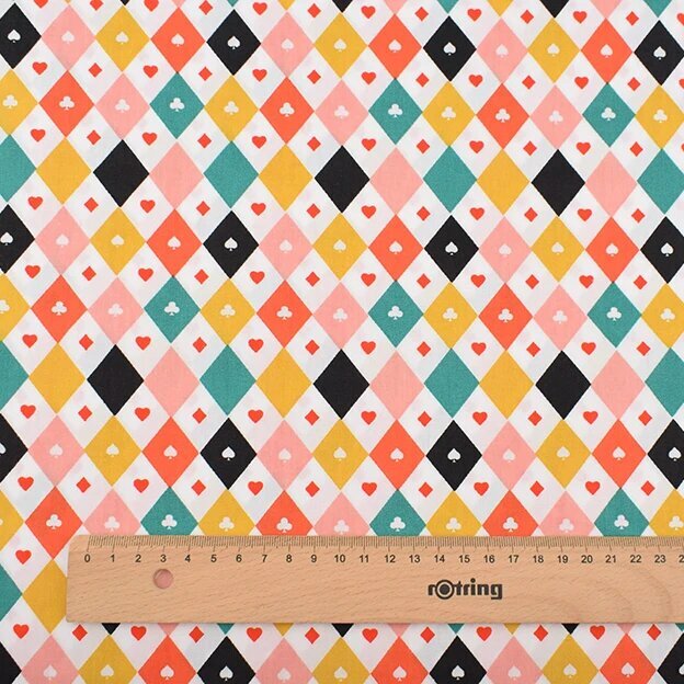 Chainho, хлопчатобумажная ткань с геометрическим принтом 50x160cm, 2C55C-1piece