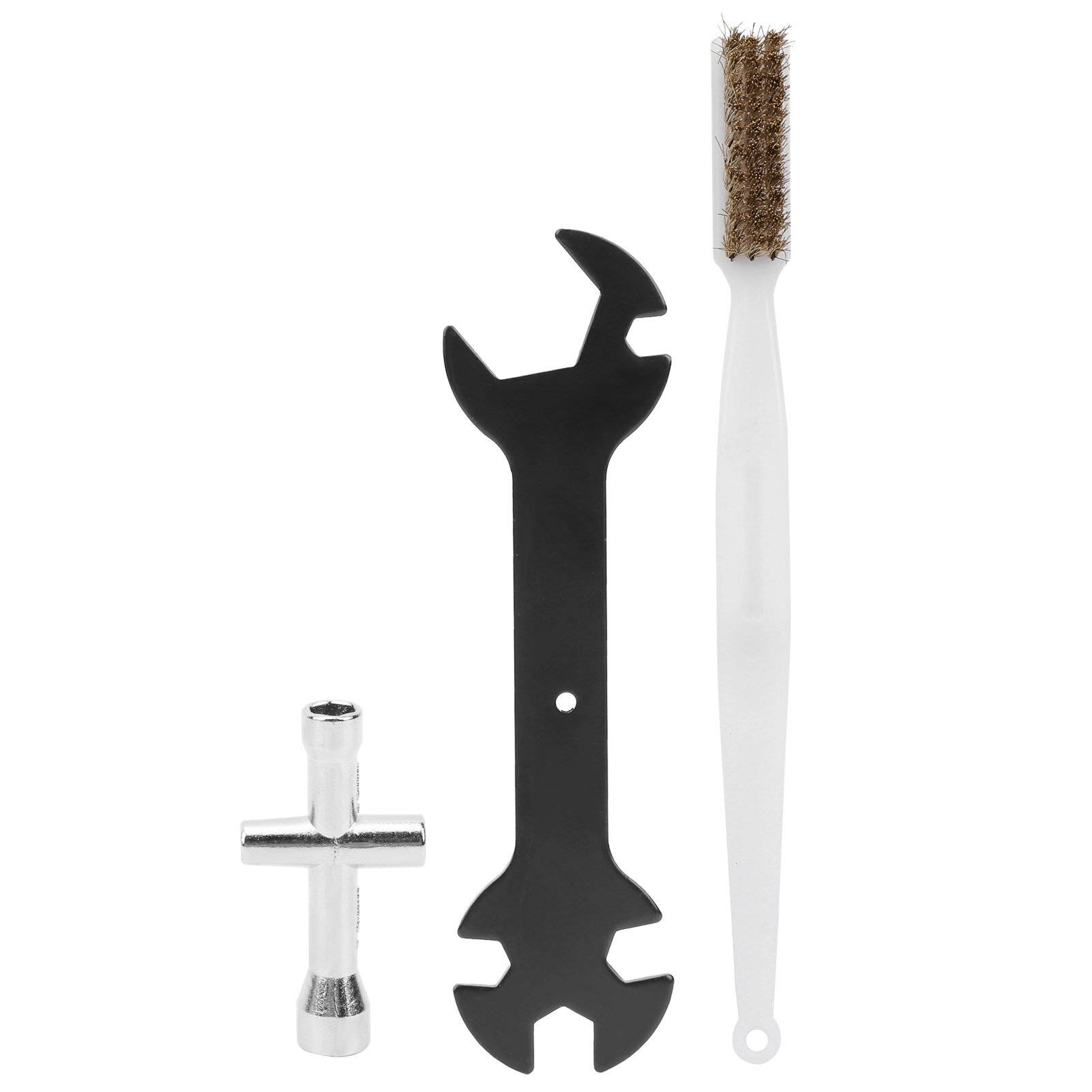 Набор из 3 инструментов для очистки 3D-принтера: многофункциональный ключ, миниатюрная крестовая головка, щетка для сопла.