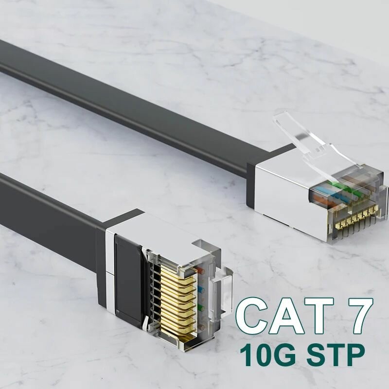 1 шт, короткий шнур Cat 7 RJ45, плоский патч-корд Ethernet, сетевой кабель STP RJ45 для ноутбуков, маршрутизатора PS 4 RJ 45