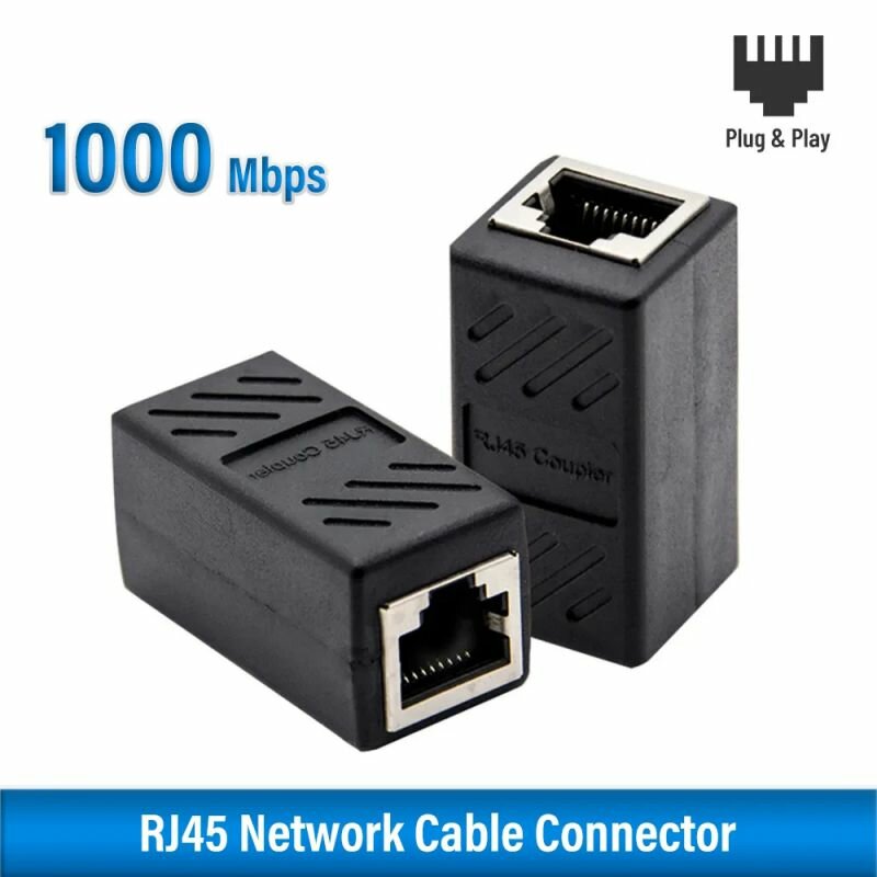 Разъем RJ45 Сетевой удлинитель Кабель Ethernet Адаптер удлинителя RJ45 Гигабитный интерфейс Сетевой разъем типа «мама-мама»