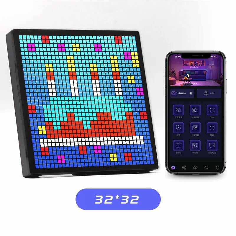 Пиксельный экран ZSPQGD черный, USB Power, 32X32