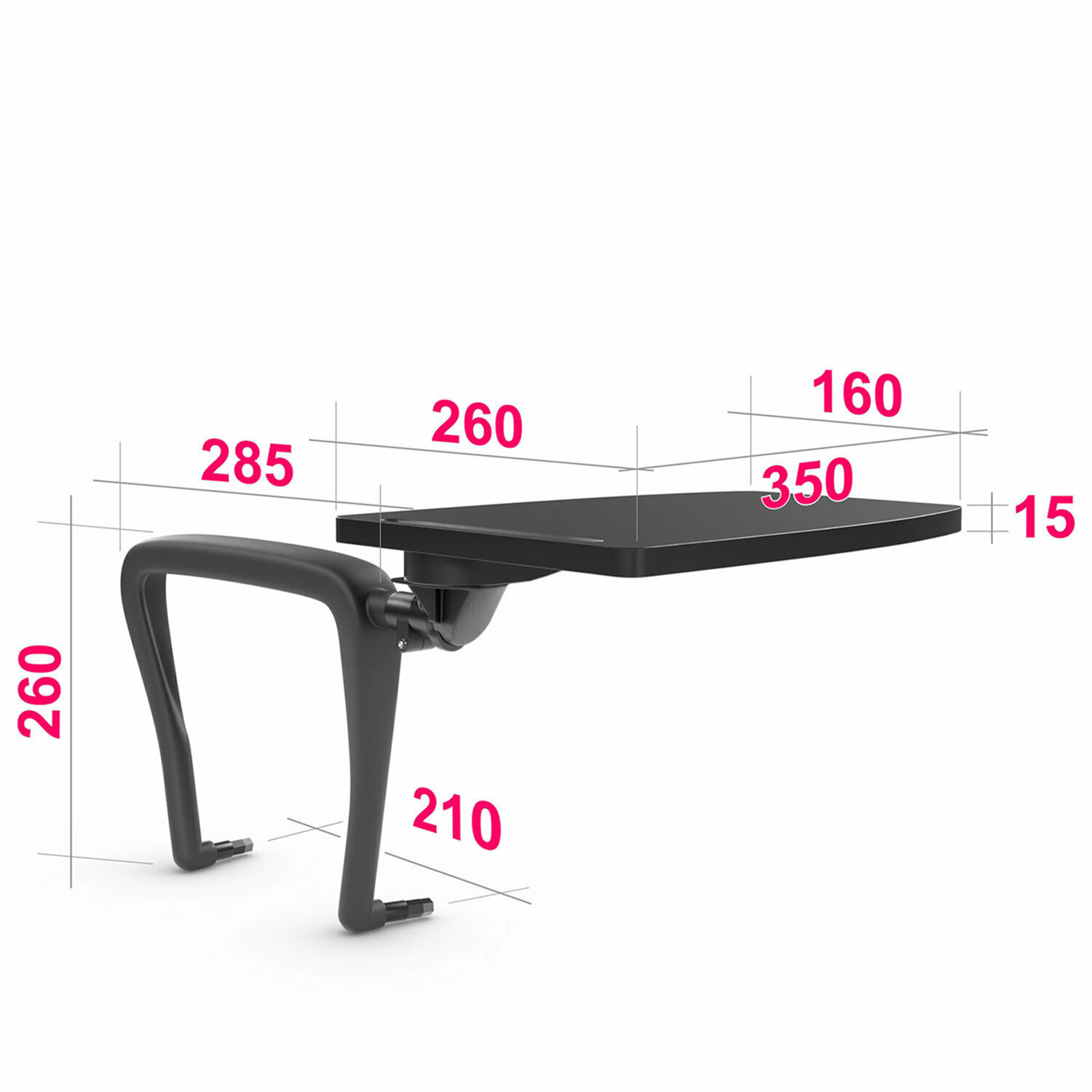 Стол (пюпитр) для стула "изо", для конференций, складной, пластик/металл, черный