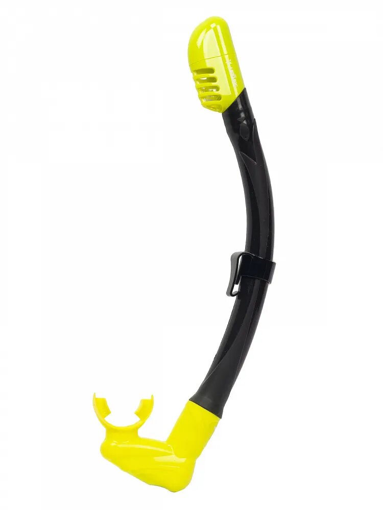 Трубка для плавания САРГАН "АГИДЕЛЬ" сухая 2 клапана, черный/желтый силикон