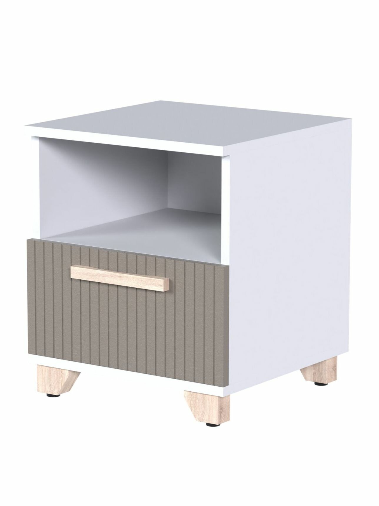 Тумба прикроватная Копенгаген с ящиком Белый / Мускатный орех (12 Стульев)