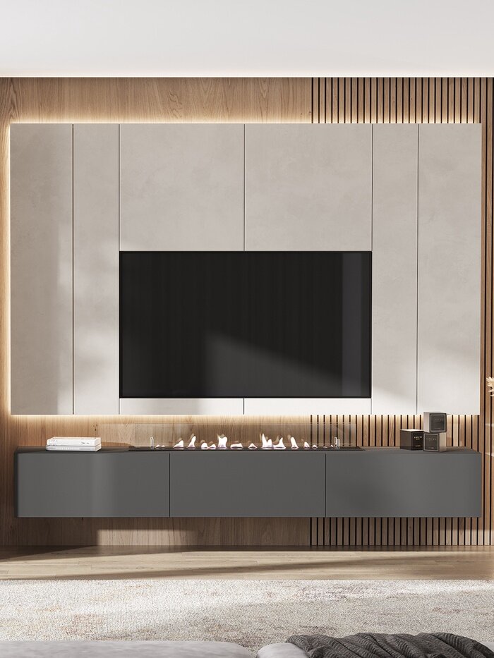 Тумба подвесная «Норд», 2400×346×330 мм, цвет графит/графит