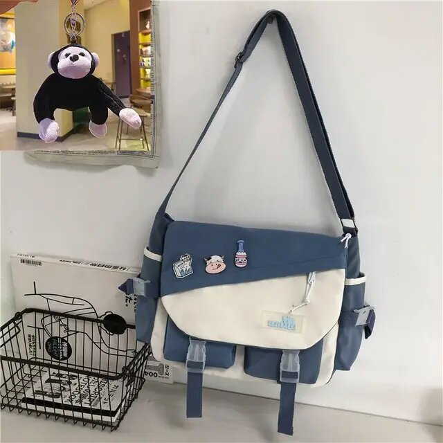 Нейлоновые сумки через плечо, вместительные сумки через плечо для девочек-подростков, мужские сумки-мессенджеры Harajuku, школьные сумки для студентов