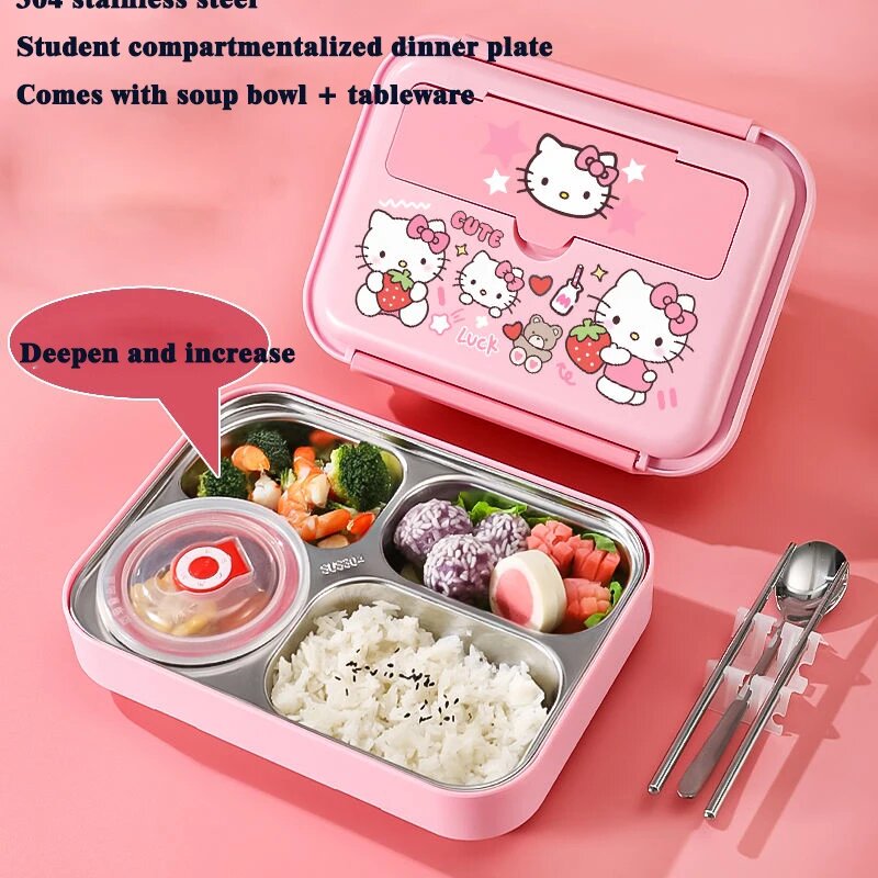 Ланч-бокс MINISO Hello Kitty из нержавеющей стали герметичный для школы и офиса