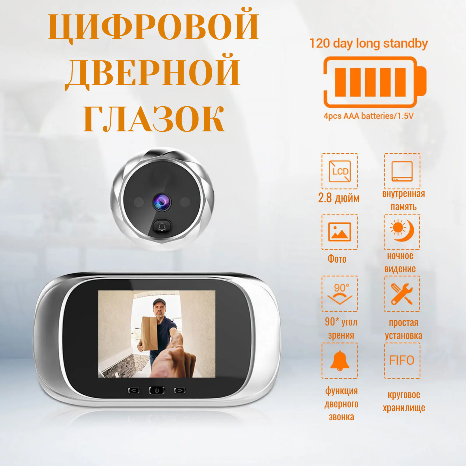 Видеоглазок для входной двери, домофон для квартиры, глазок, видеоглазок дверной