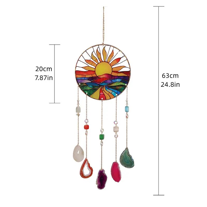 Креативный акриловый колокольчик, подвесное украшение для дома, ловец солнца, хрустальный агатовый кулон, настенный декор для внутренней комнаты, открытого сада