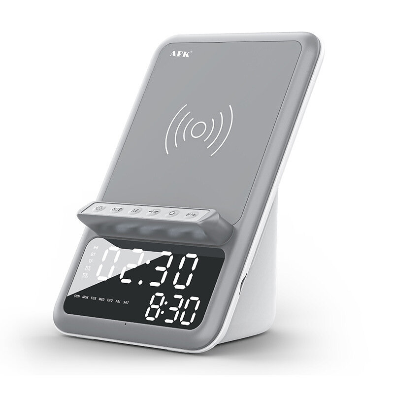 Bluetooth-динамик, с будильником, календарем, беспроводной зарядкой, многофункциональный
