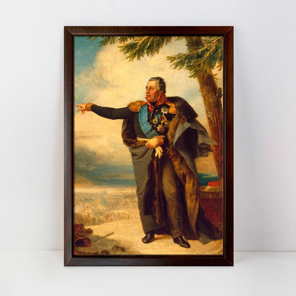 Портрет Кутузова М. И. в рамке под дерево / А-4 (21x30 см.)